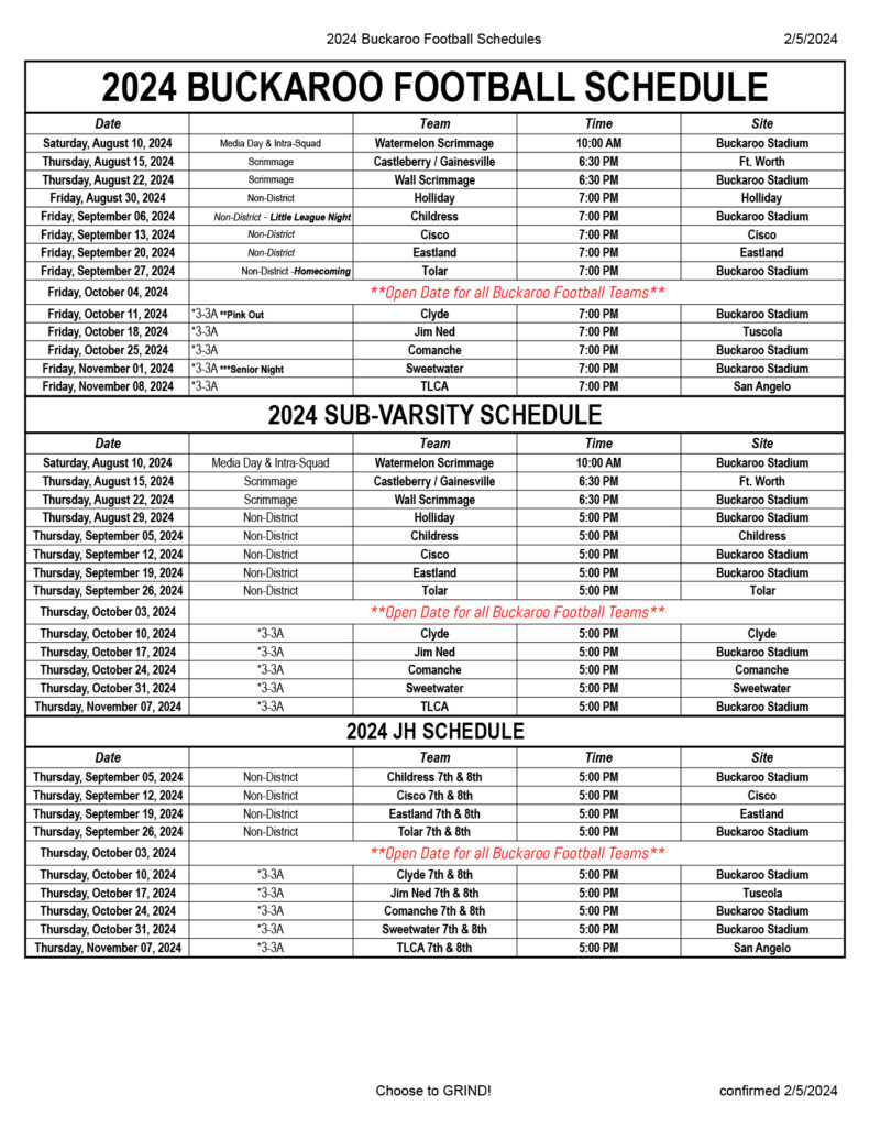 Buckaroos’ 2024 football schedule includes new opponents after UIL ...