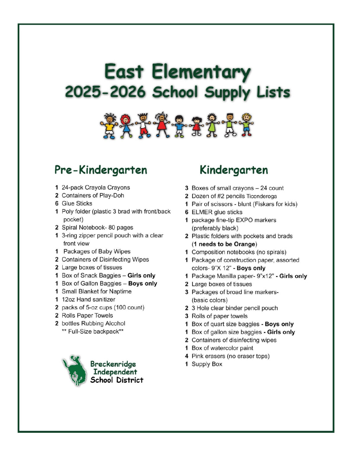 Breckenridge ISD posts school supply lists, 2025-26 calendar ...