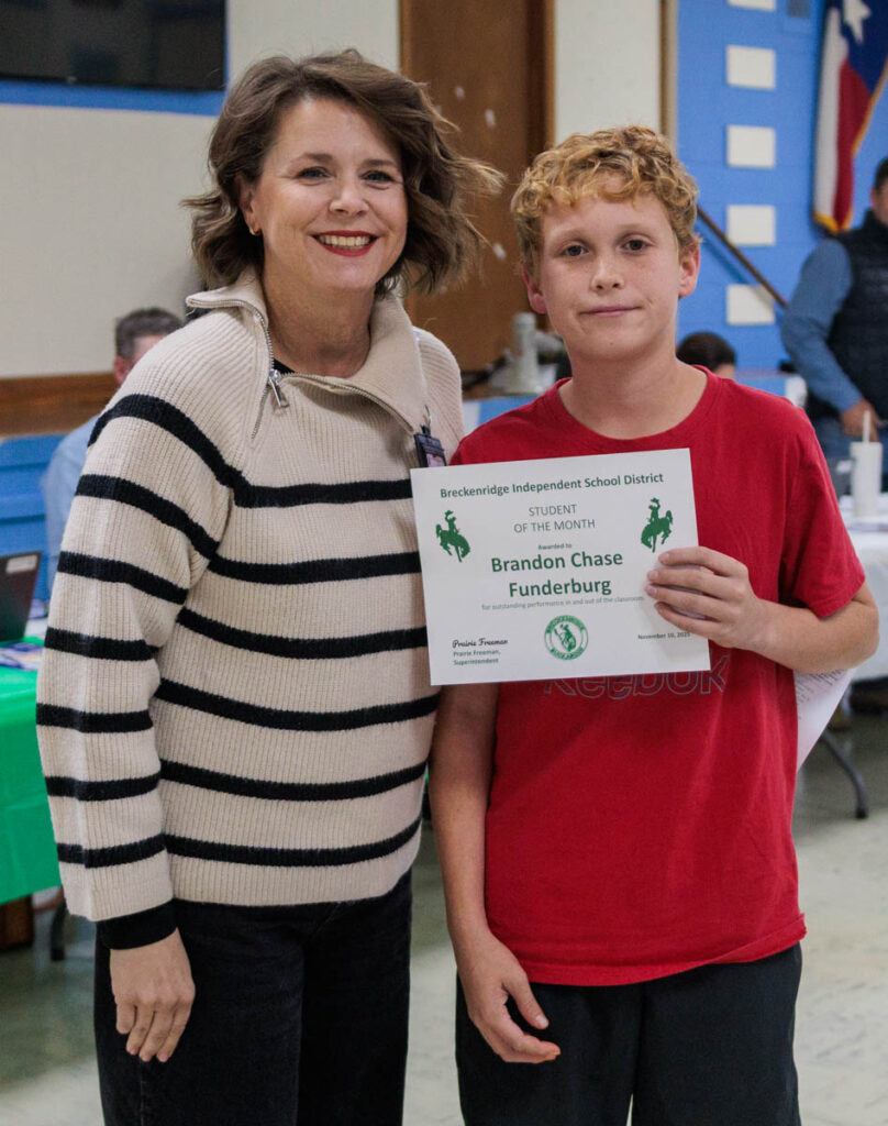 BISD students, staff honored with monthly awards - Breckenridge Texan